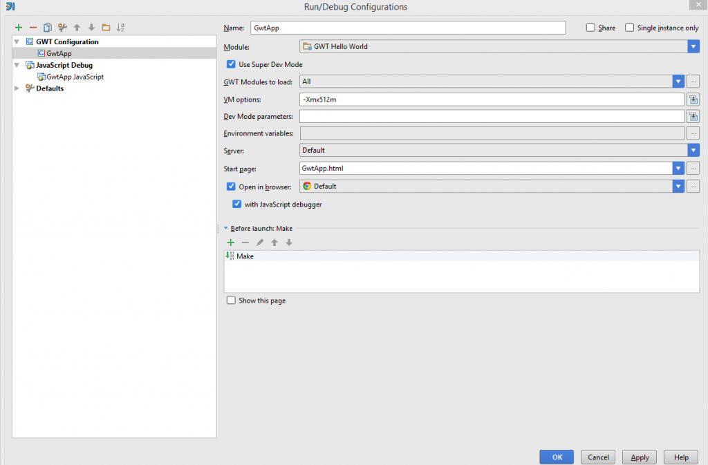 Пример создания приложения Google Web Toolkit (GWT) Hello World Example