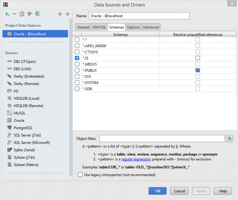 Подключение к базе данных Oracle из Intellij Idea
